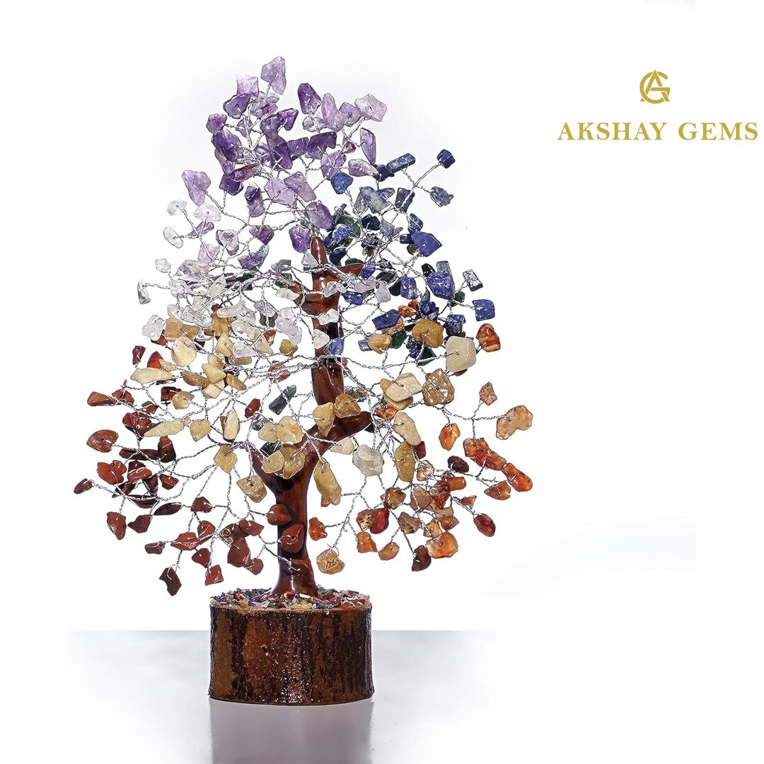 7 Chakra Crystal Tree-bonsai Tree-tree of Life: Chakra Healing Crystals ...