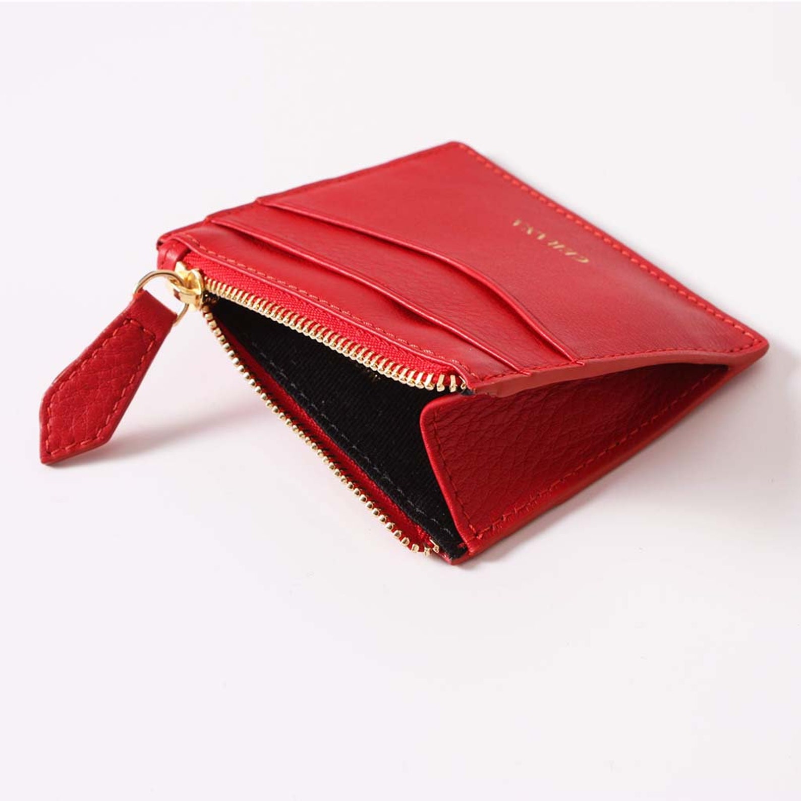 Red Slim Coin Purse // Personalized Leather Wallet // Gifts - Etsy