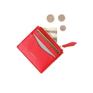 Red Slim Coin Purse // Personalized Leather Wallet // Gifts for Her ...