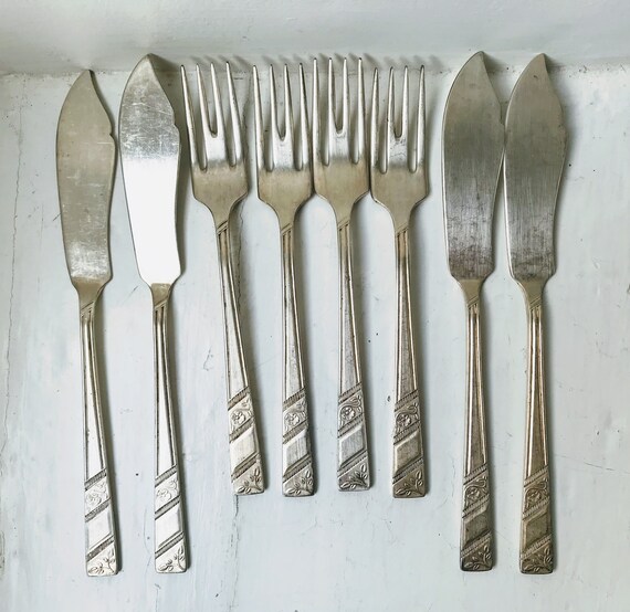 Viners Fish Knives and Forks Art Deco Cutlery Silver | Etsy UK