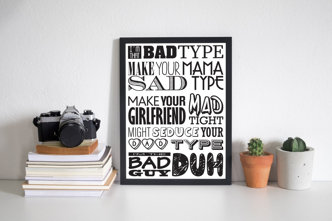 Billie Eilish Bad Guy Lyric Typography Art Poster - Etsy UK
