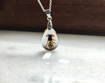 Real Preserved Bee Pendant, Pressed Daisy Bee Necklace, Real Insect ...