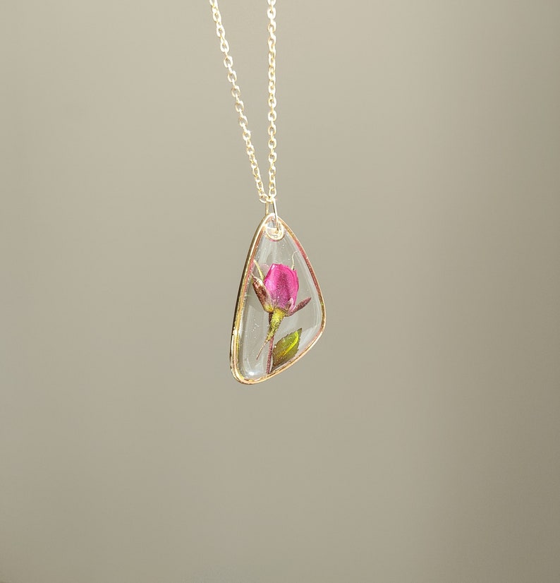 Pressed Red Rose Necklace Dried Real Rose Pendant Resin Rose - Etsy