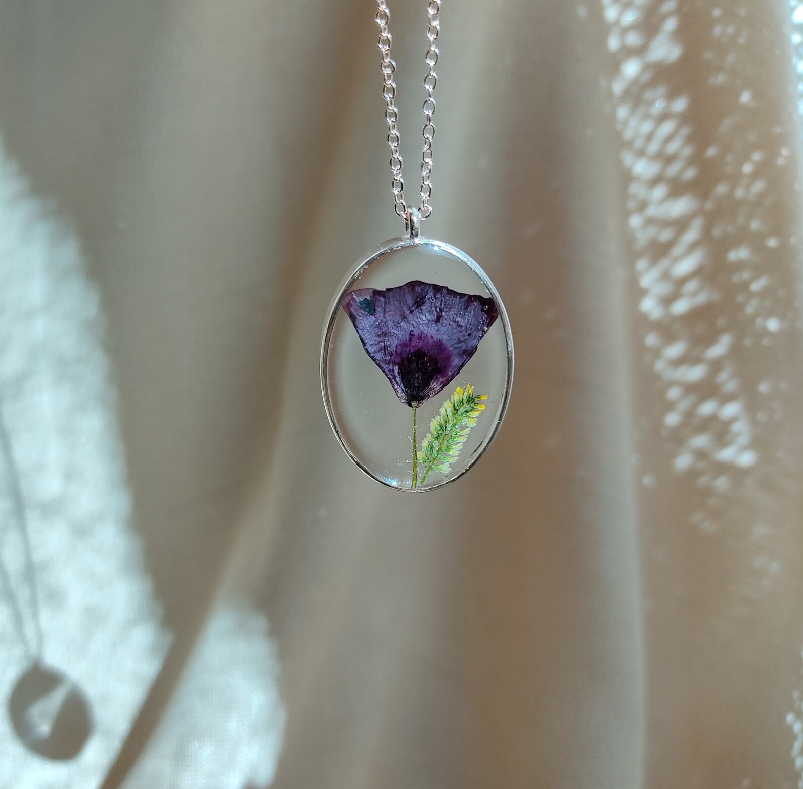 Pressed Poppy Flower Necklace Dried Poppy Pendant Floral - Etsy