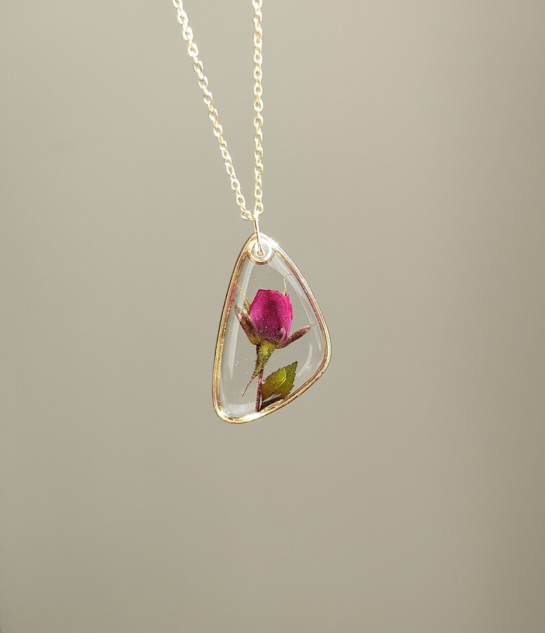 Pressed Red Rose Necklace Dried Real Rose Pendant Resin Rose - Etsy