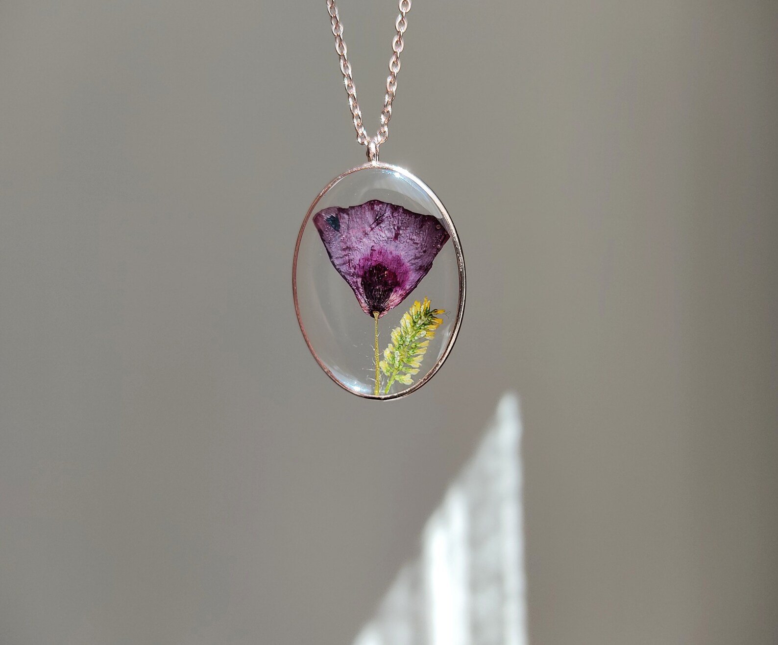 Pressed Poppy Flower Necklace Dried Poppy Pendant Floral - Etsy