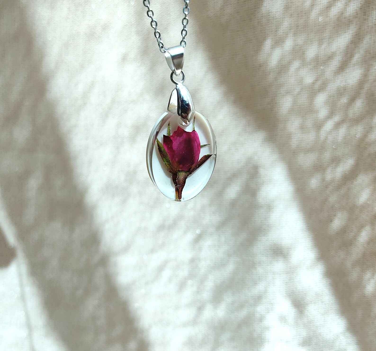 Pressed Real Rose Necklace Rose Resin Pendant Rose Jewelry - Etsy