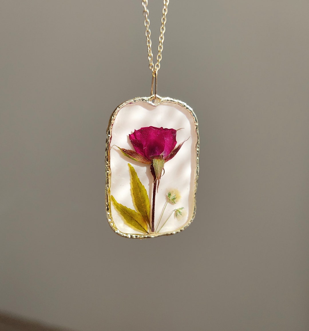 Real Dried Rose Necklace, Pressed Red Rose, Terrarium Necklace, Gifts ...