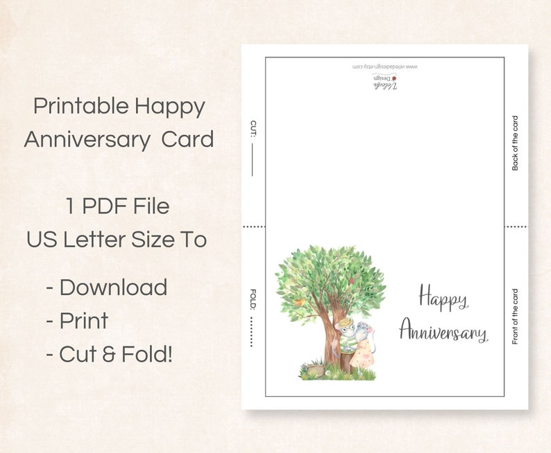 Printable Anniversary Card for Couple Digital Happy | Etsy