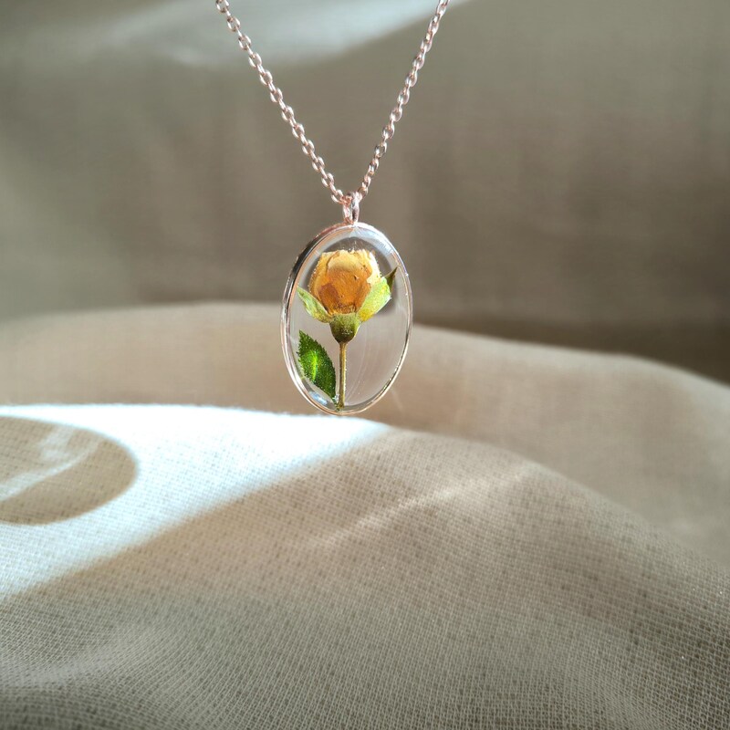 Yellow Rose Necklace - Etsy