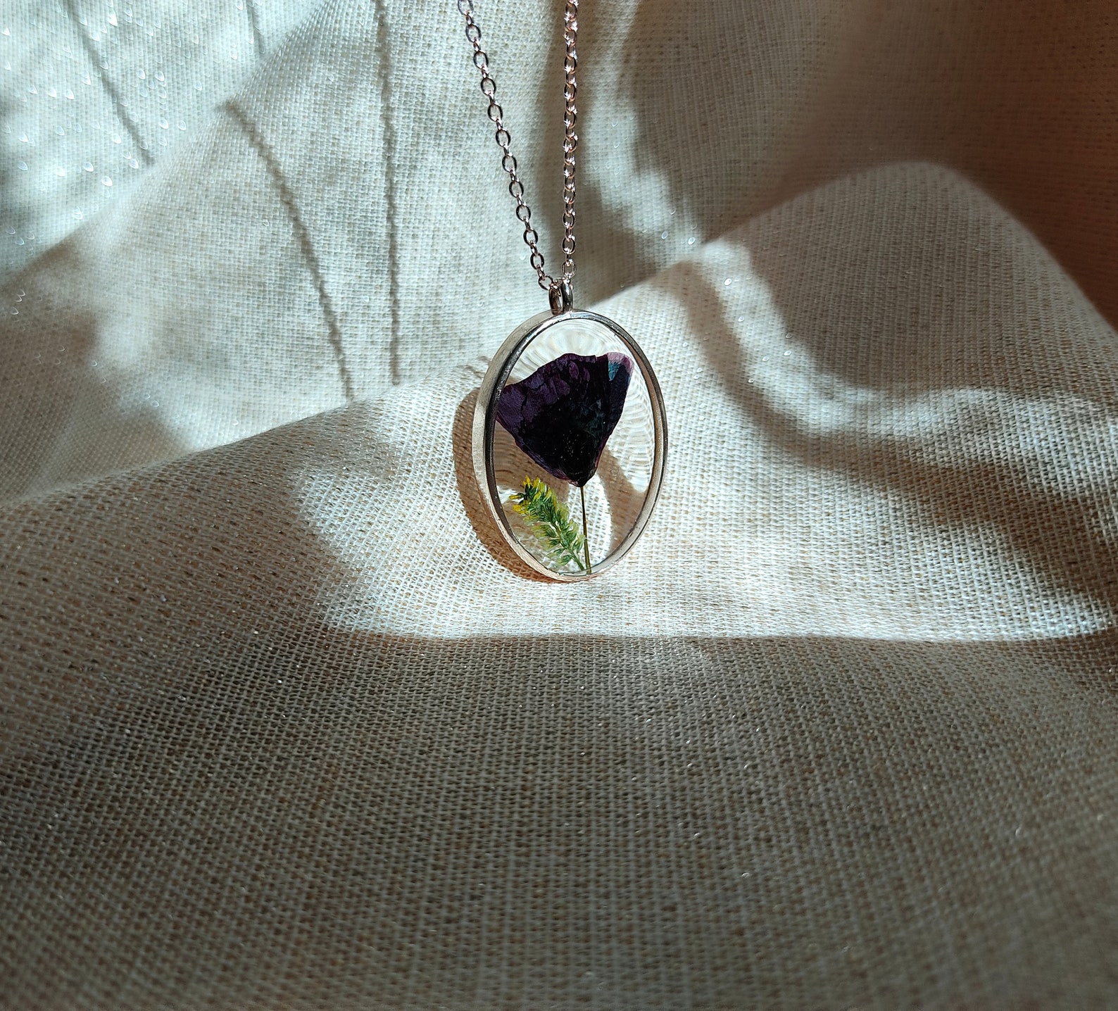 Pressed Poppy Flower Necklace Dried Poppy Pendant Floral - Etsy