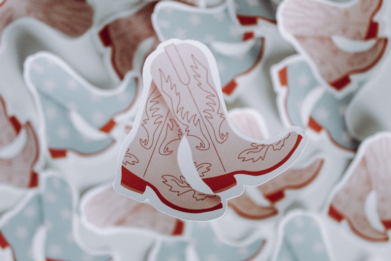 Pink Cowgirl Boot Sticker | Etsy