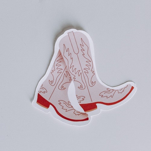 Pink Cowgirl Boot Sticker - Etsy
