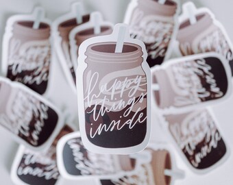 Iced Coffee in Jar Sticker - Etsy