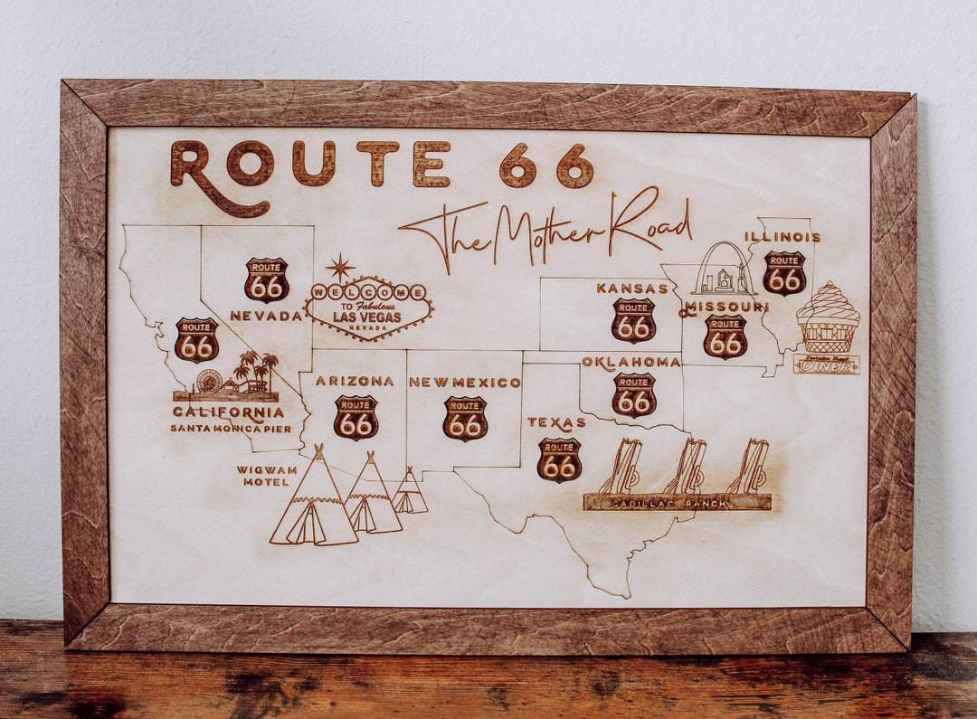 Route 66 Wood Map - Etsy