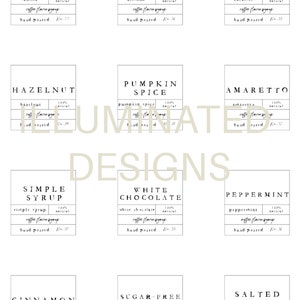 Printable Coffee Syrup Labels - Etsy