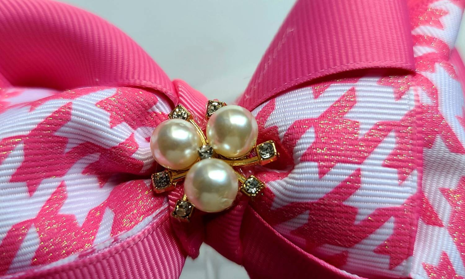 4-1/2" Candy Pink Houndstooth Fancy Hair Bow, Flower Girl, Birthday ...