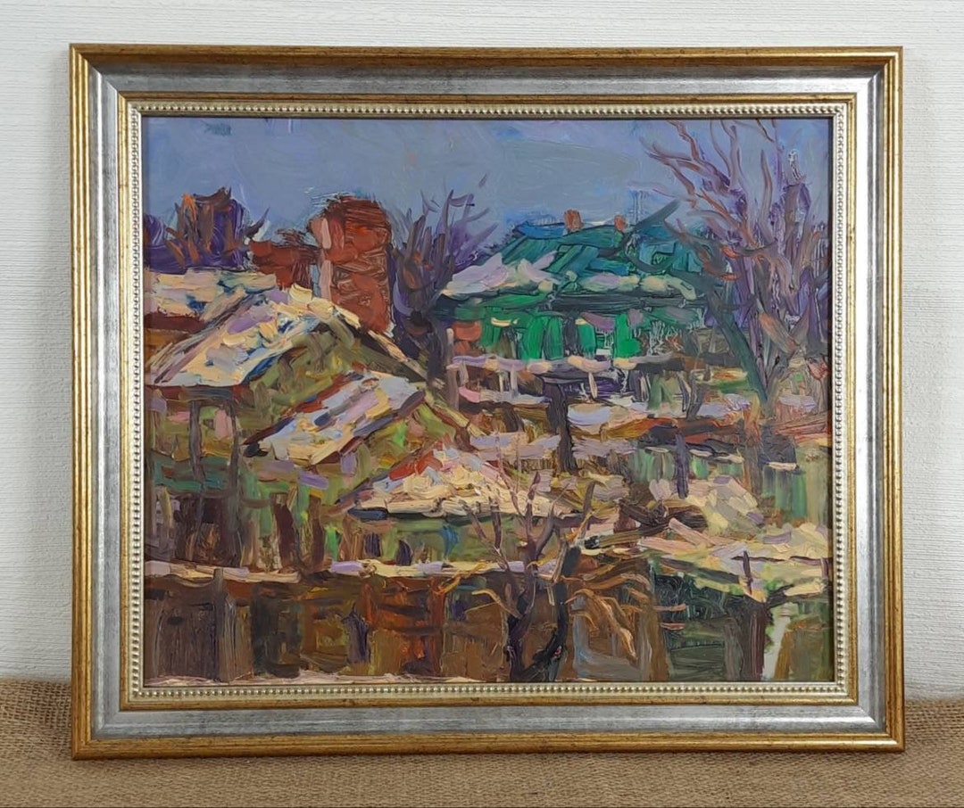 Original Ukrainian Oil Painting City Landscape Old House - Etsy