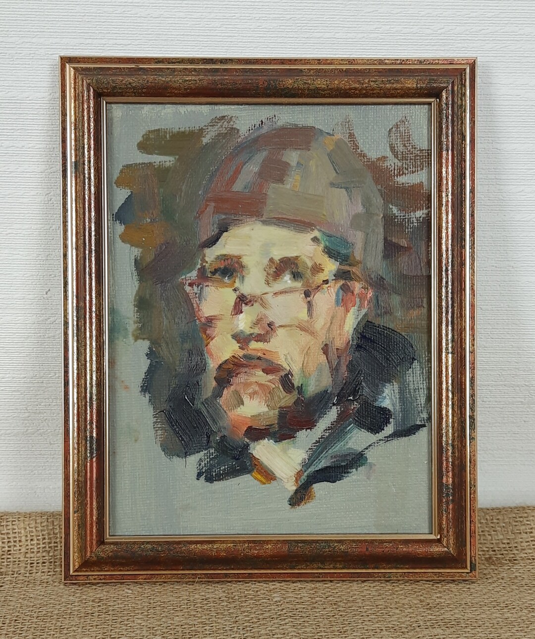 Male Portrait Bearded Man, Expressionism Oil Painting, Original ...