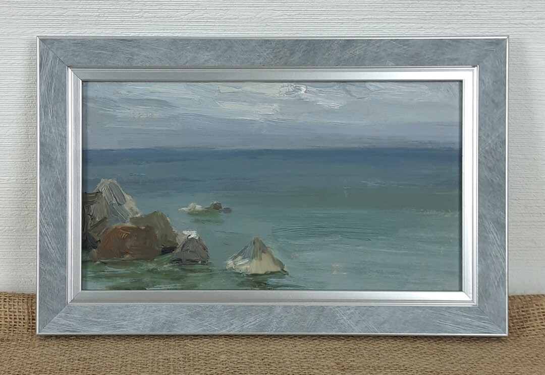 Seascape Scenariy Sea Coast Sea Stones, Expressionism Oil Painting ...