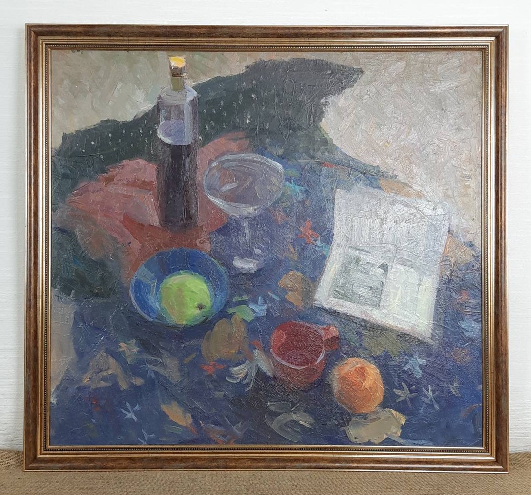 Bottle Still Life, Summer Fruit, Scene Wall Art, One of a Kind ...