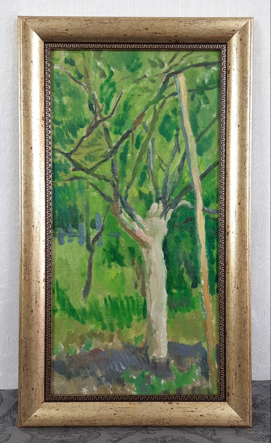 Green Landscape Trees Expressionism Scenariy, Framed , Original ...