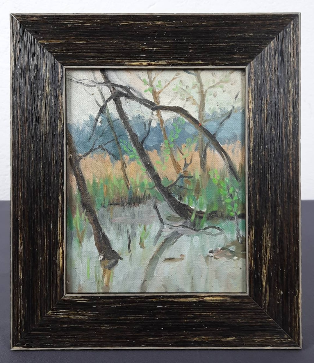 Landscape, Trees, Spring River Flood, Expressionism Ukrainian Painting ...