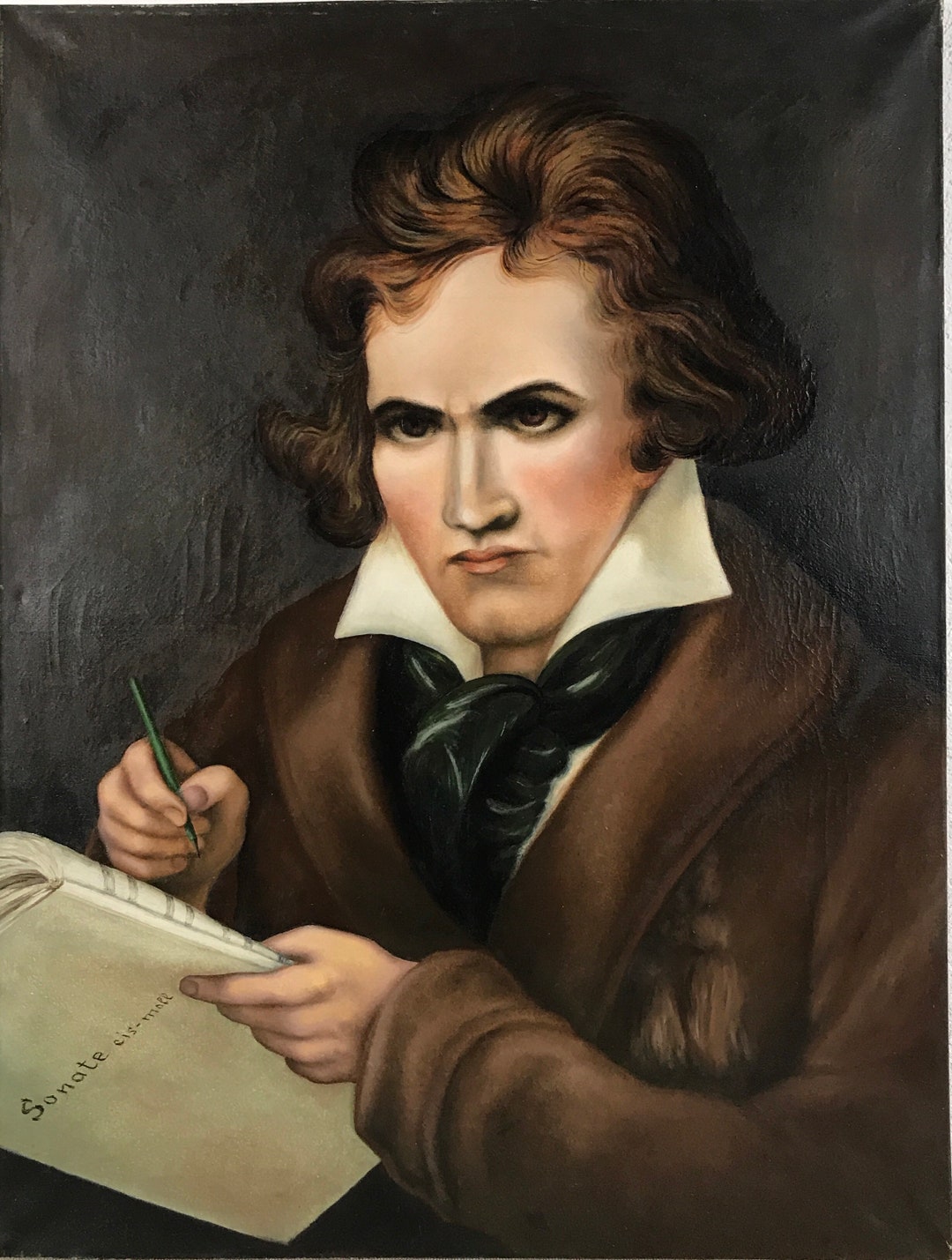Vintage Oil Painting: Ludwig Van Beethoven Portrait on Canvas - Etsy