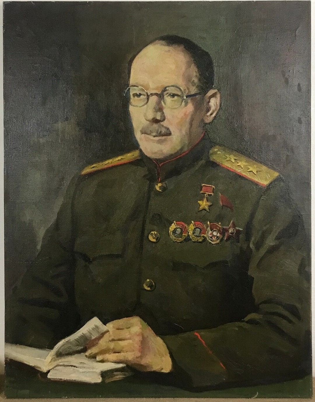 Male Portrait Military General Soviet Epoch, Ukrainian Oil Painting ...