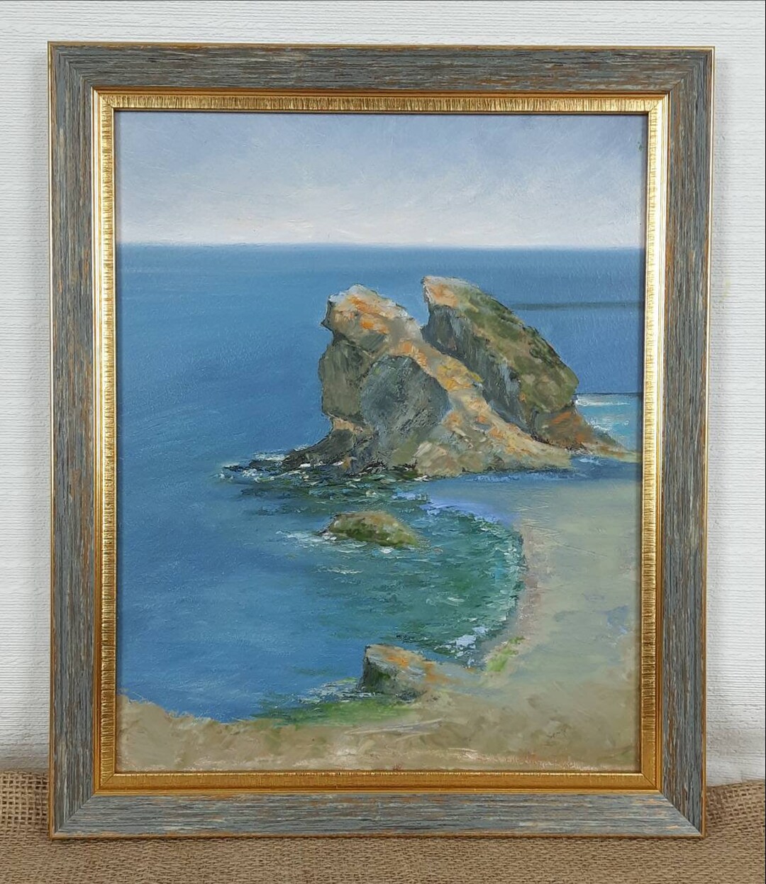 Seascape Sea Coast Scene With Stone, Sealandscape Nature Sky ...