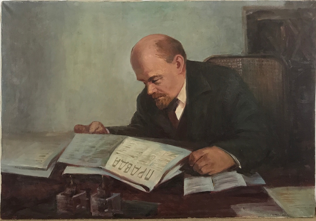 Male Portrait Lenin Famous Man Soviet Epoch, Large Original Ukrainian ...