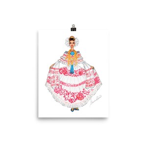 Pollera De Gala Roja From Panamá, Panama Art Print, Panama Poster ...