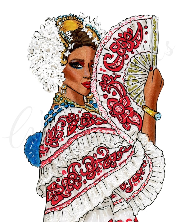 Pollera Panameña Red Panamanian Traditional Costume Panama | Etsy