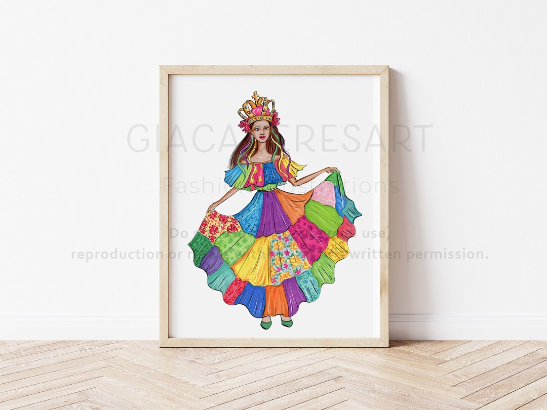 Póster de Pollera de Retazos de Colón, Panamá. Reina Congo de Portobelo ...