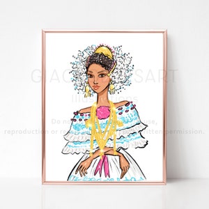 Panama Digital Art Print, Panamanian Woman With Pollera, Empollerada ...