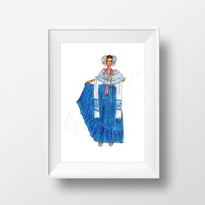 Art Print of Pollera Montuna, Panamanian Woman Wearing Pollera Montuno ...