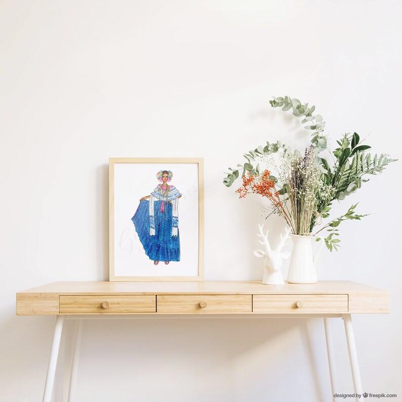Art Print of Pollera Montuna, Panamanian Woman Wearing Pollera Montuno ...