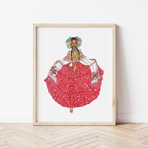 Pollera Montuna From Panama Art Print, Panama Art Print, Panama Poster ...