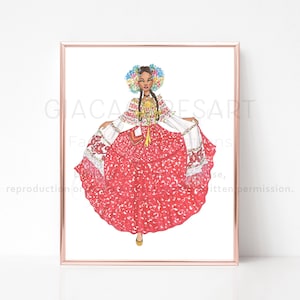 Pollera Montuna From Panama Art Print, Panama Art Print, Panama Poster ...