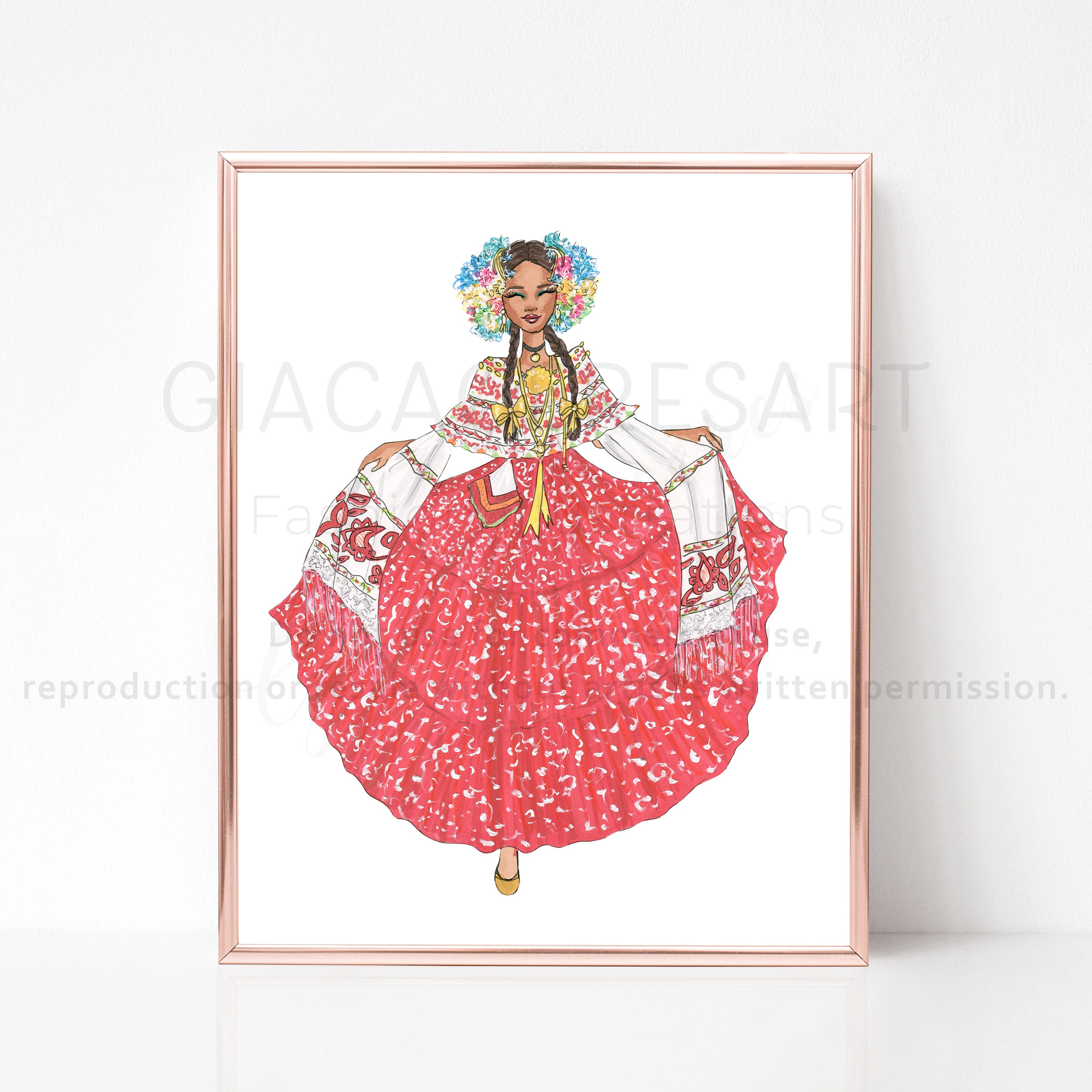 Pollera Montuna From Panama Art Print Panama Art Print - Etsy