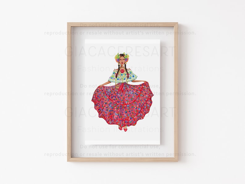 Pollera Montuna Santeña From Panamá, Panamanian Gift, Panamanian Poster ...