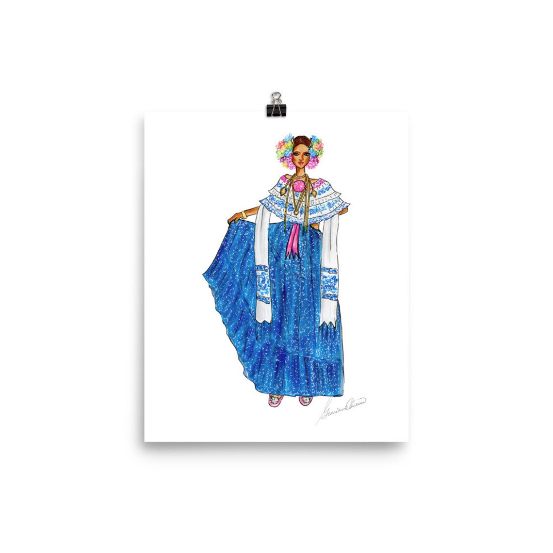 Art Print of Pollera Montuna, Panamanian Woman Wearing Pollera Montuno ...