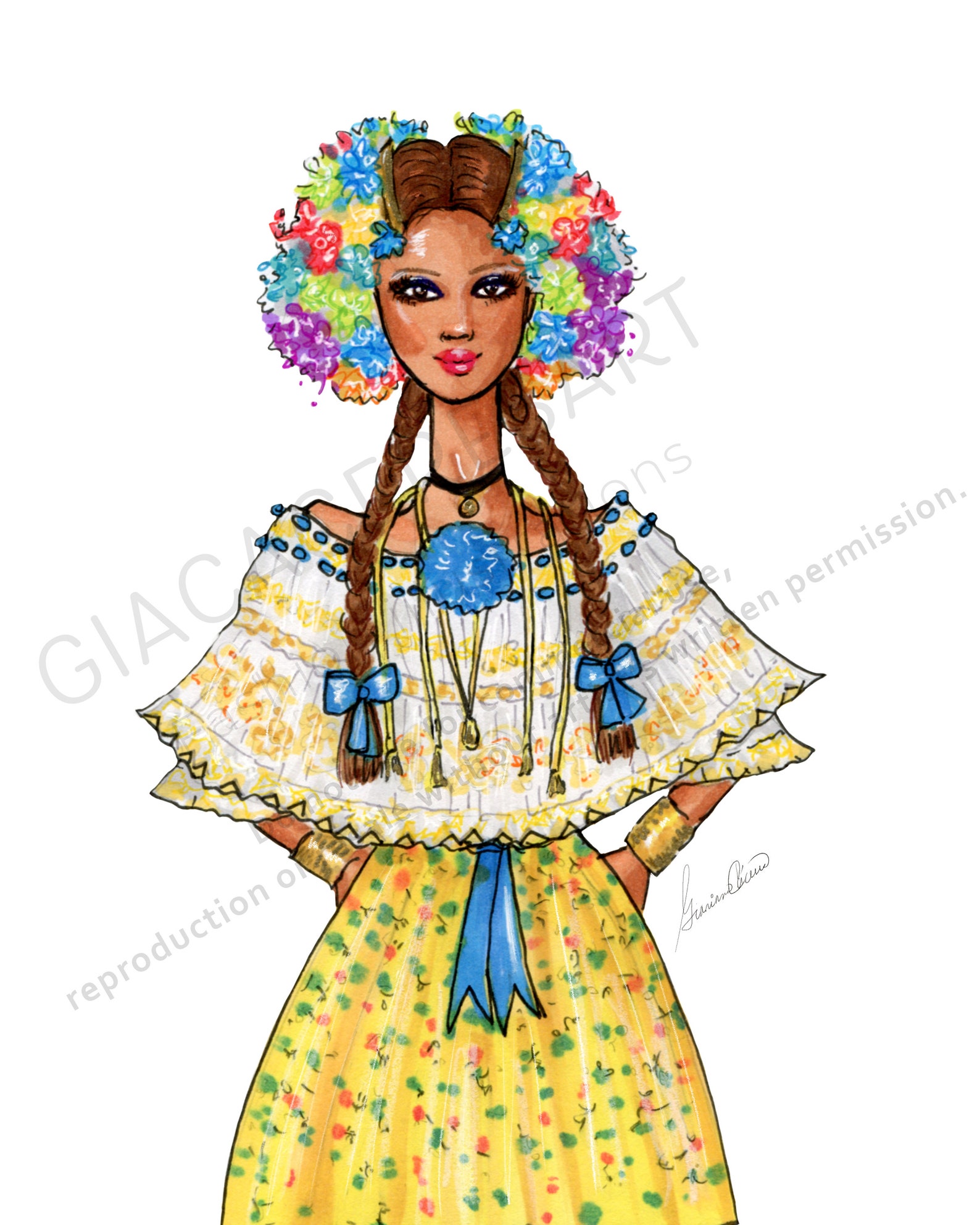 Printable Panamanian Pollera Pollera Panameña Digital - Etsy