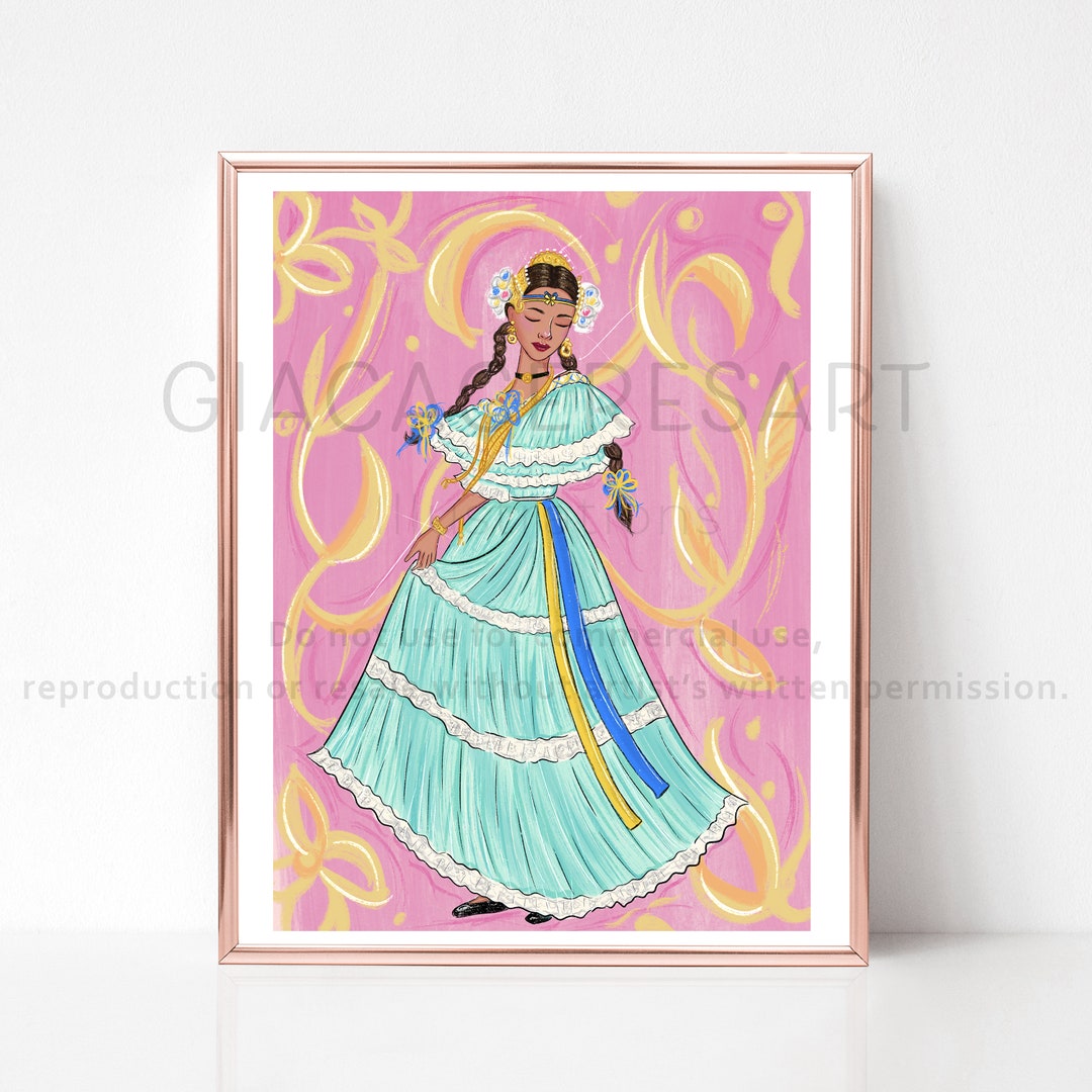 Pollera De Gala Veraguense Veraguas Panama Art Print - Etsy