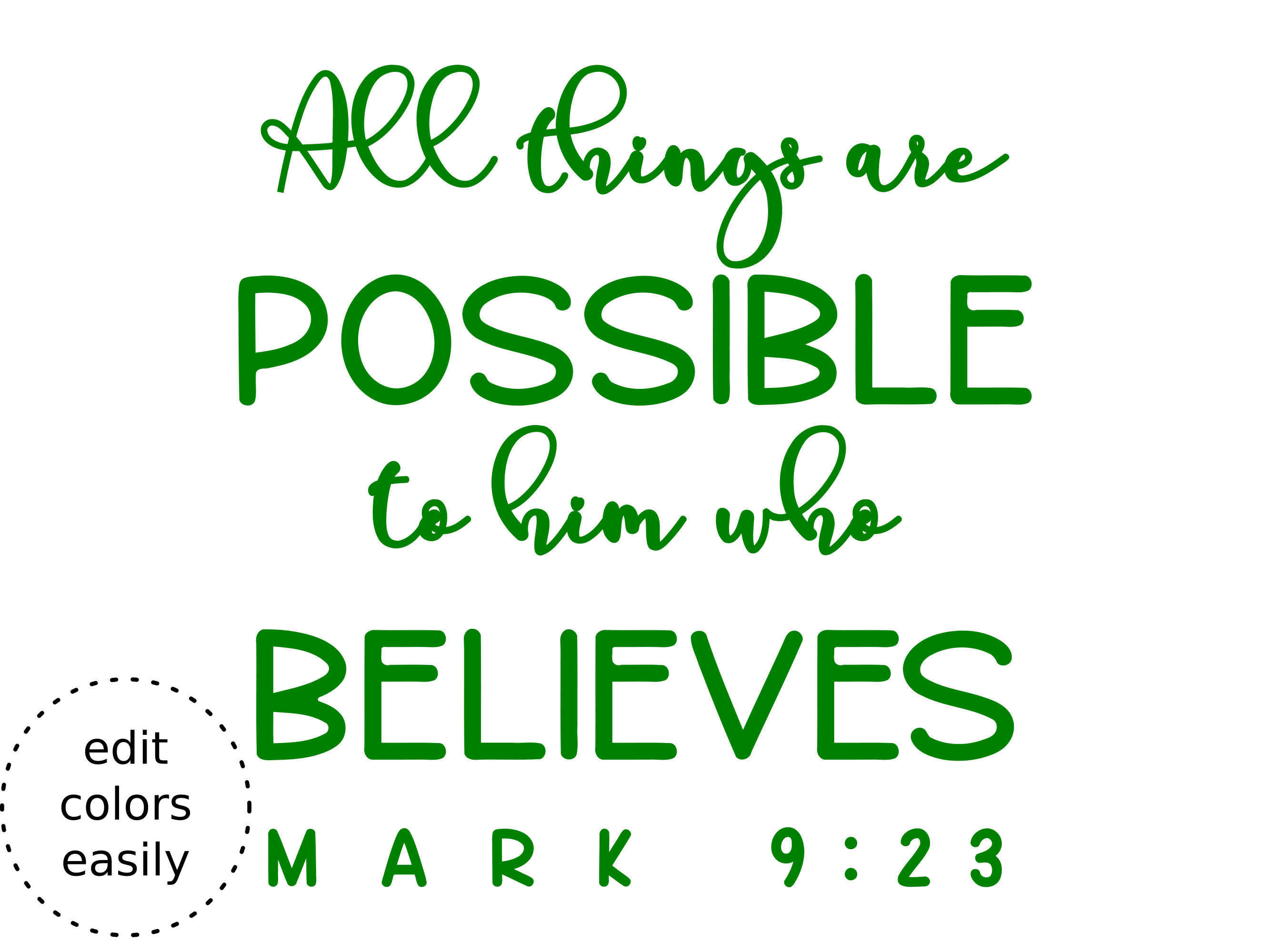 Mark 9:23 Bible Verse SVG, Christian Wall Art (commercial License) - Etsy