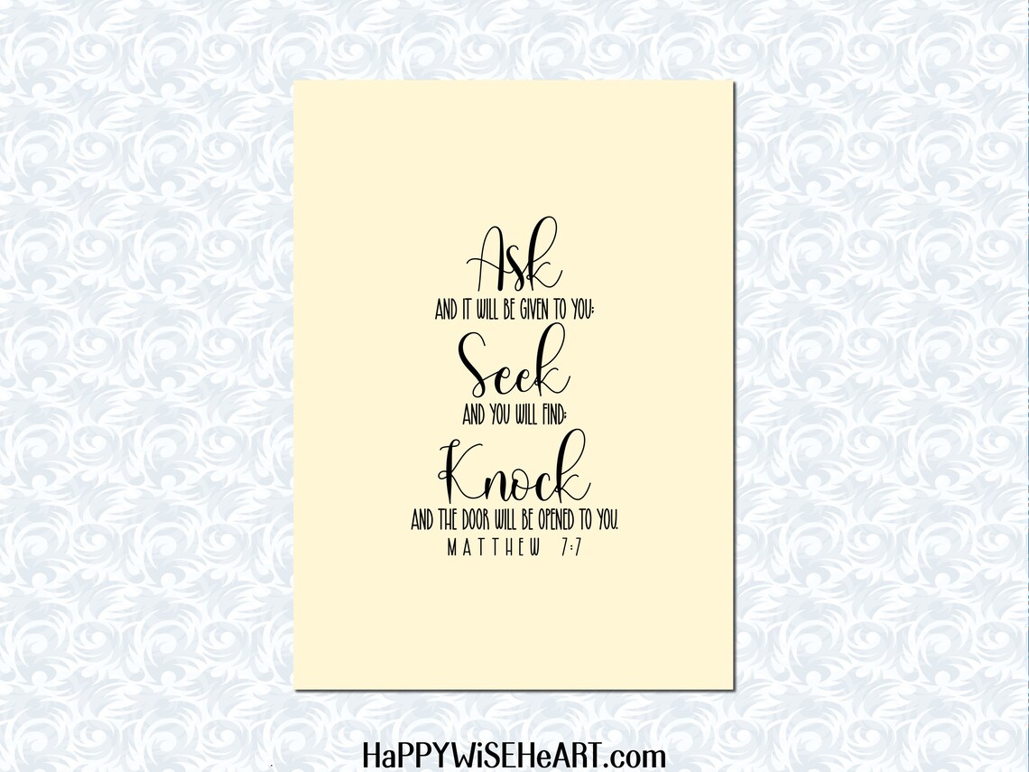 Matthew 7:7 Ask Seek Knock Bible Verse Bible Verse SVG With - Etsy