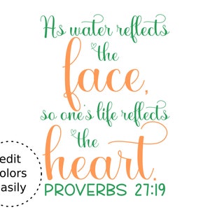 Proverbs 27:19 as Water Reflects the Face Bible Verse SVG With ...