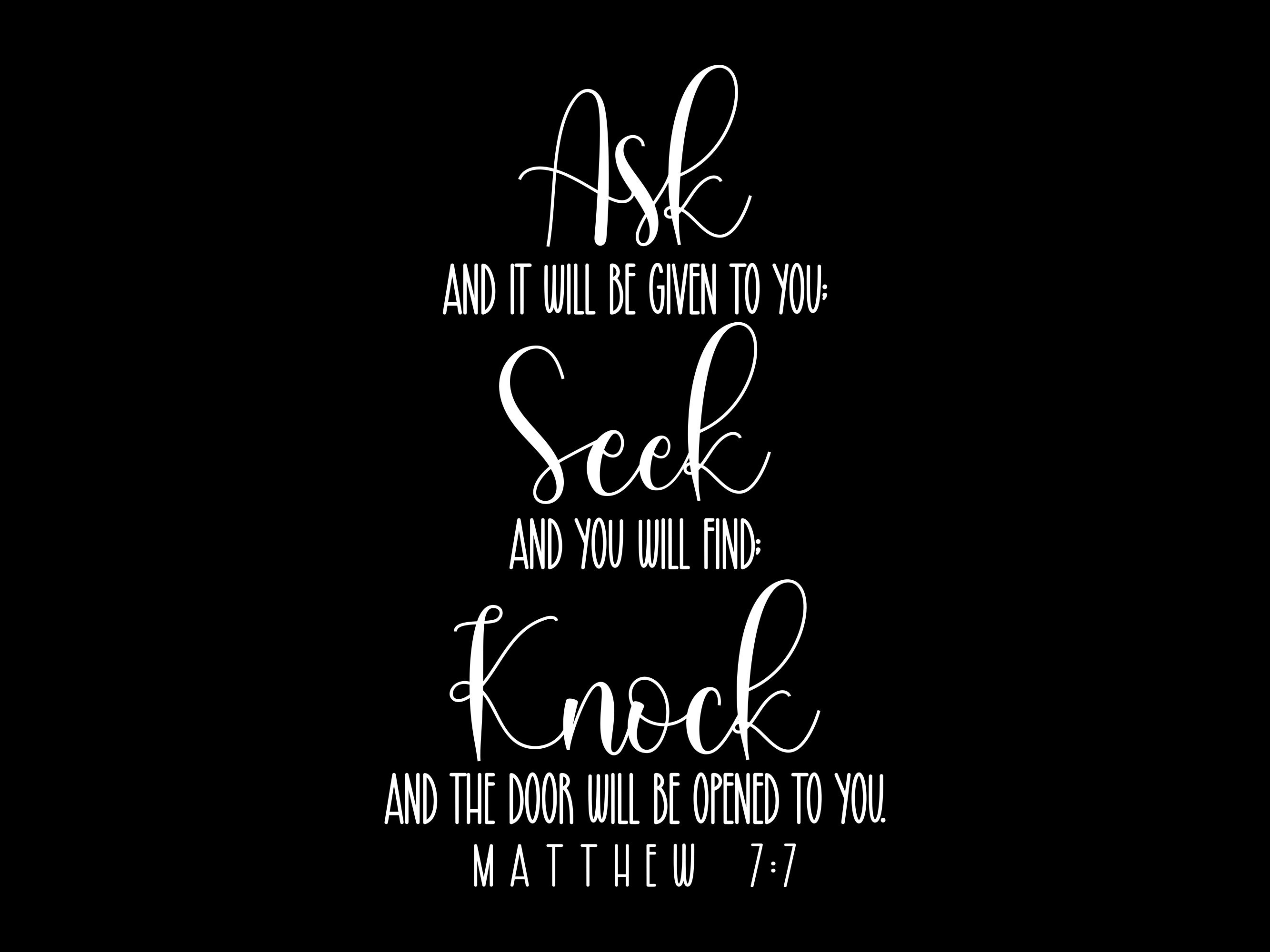 Matthew 7:7 Ask Seek Knock Bible Verse Bible Verse SVG With Commercial ...