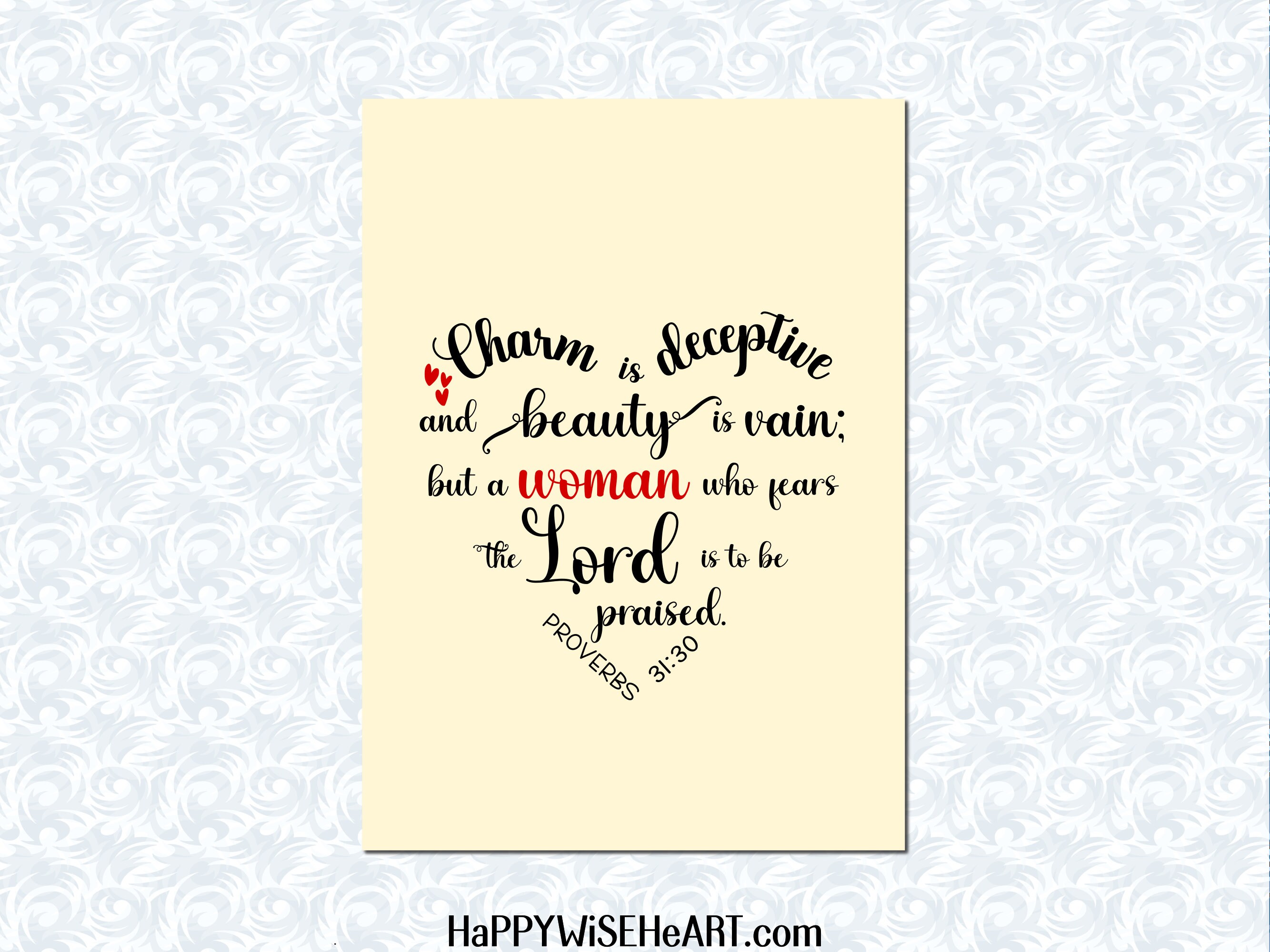 Proverbs 31:30 Woman Who Fears the Lord Heart Shaped Bible Verse SVG ...