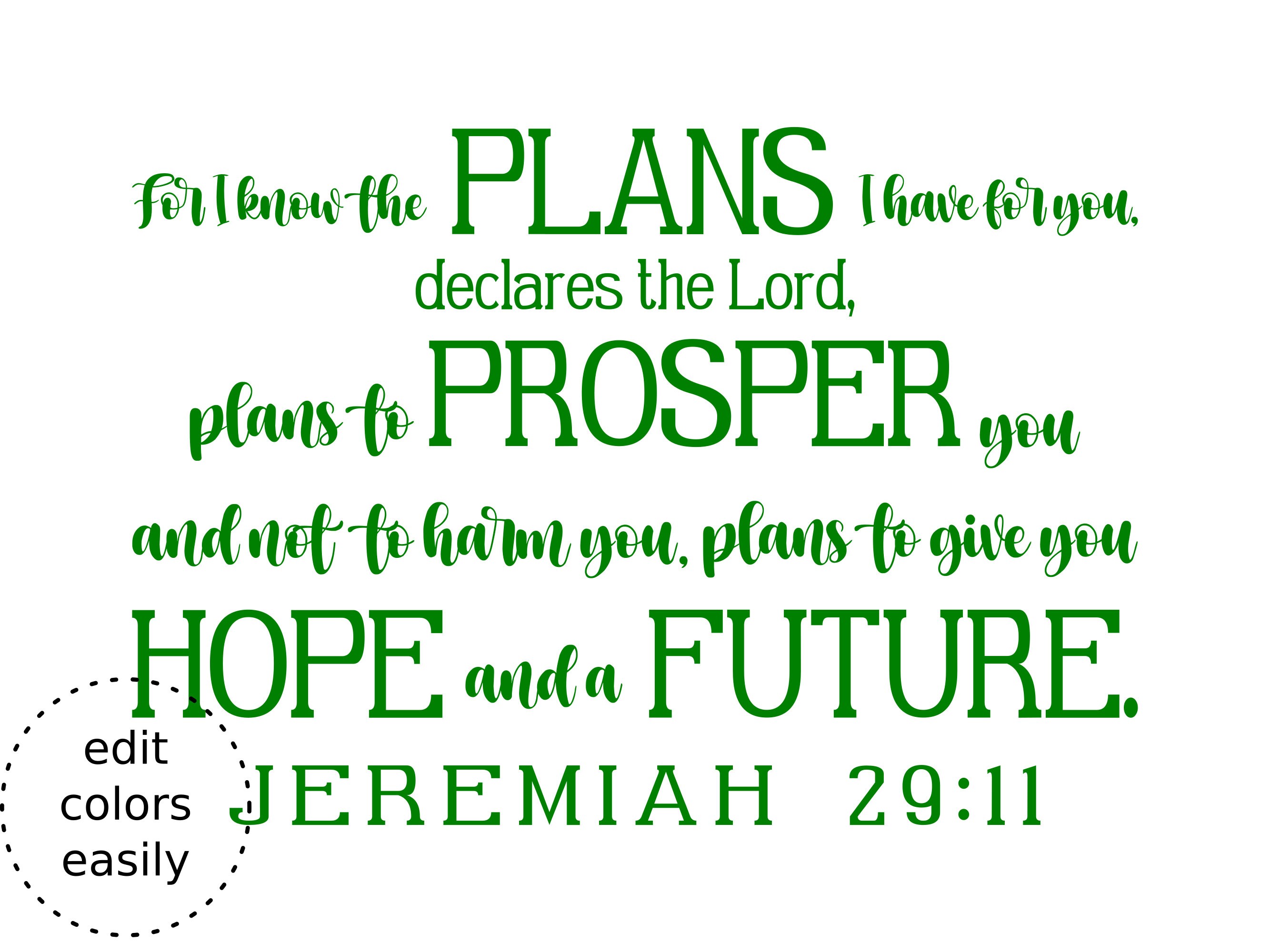Jeremiah 29:11 for I Know the Plans I Have for You Bible Verse - Etsy